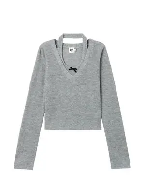 B+AB Bow-detail Layered-effect Sweater - Grey