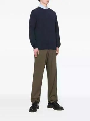 Fred Perry Piqué Logo-embroidered Waffle-knit Sweater - Blue