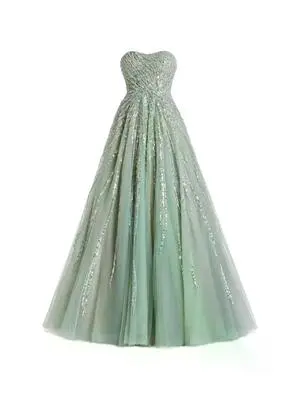 Mac Duggal Sequin-embellished Strapless Gown - Green
