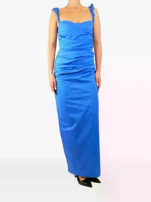 SIR. Ruched Ruffled-strap Maxi Dress