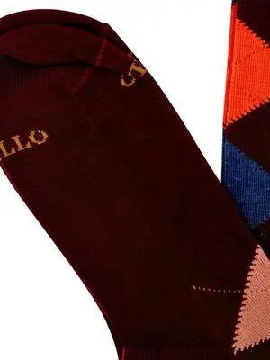 GALLO Argyle-pattern Socks - Brown