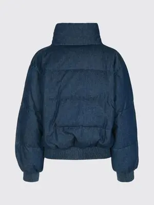 JACOB COHЁN Quilted Cotton Denim Bomber Jacket With Funnel Neck