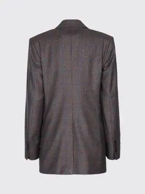 JACOB COHЁN Cropped Double-breasted Blazer In Tartan Fabric With Peak Lapels