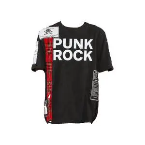 STUART TREVOR St Patched Punk Rock T-shirt - Black