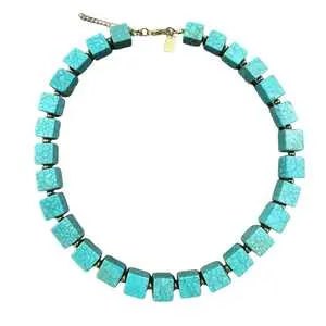 CHRISTINA GREENE Laguna Turquoise Square Beaded Necklace - Blue