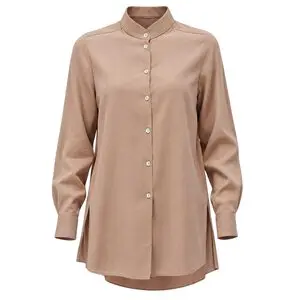 HUMANS & LAND Beige Long Korean Cupro Shirt - Brown