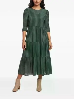 See By Chloé Striped Tiered Midi Dress - Green