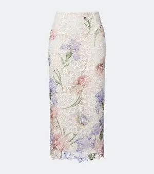 Oscar De La Renta Floral Guipure Lace Midi Skirt - Multicoloured