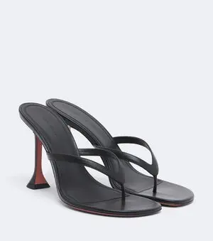 Amina Muaddi Juliette Leather Thong Sandals - Black