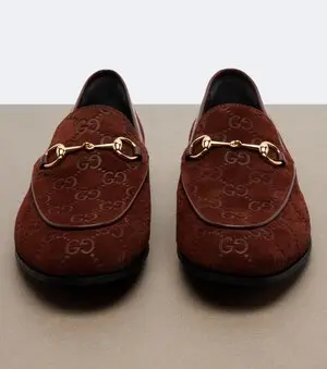 Gucci Jordaan Horsebit Gg Suede Loafers