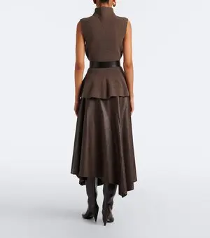 Ralph Lauren Cecilie Asymmetric Leather Midi Skirt