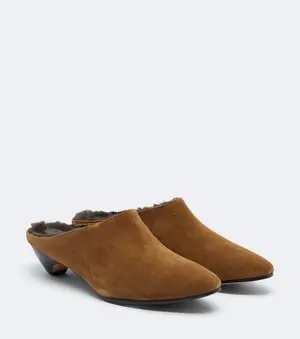 Le Monde Beryl Allegra Shearling-lined Suede Mules - Brown