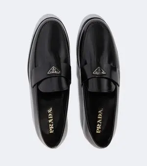 Prada Logo Leather Loafers
