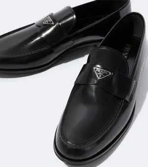 Prada Logo Leather Loafers