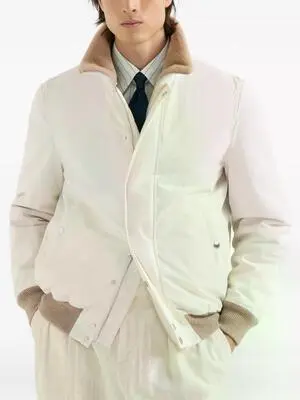 Brunello Cucinelli Bonded Nylon Aviator Jacket With Shearling Lining
