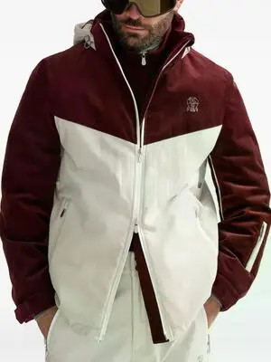 Brunello Cucinelli Bonded Corduroy Hooded Mountain Jacket With Thermore® Padding And Logo