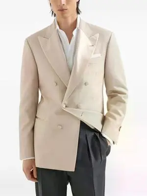 Brunello Cucinelli Silk One-and-a-half Breasted Tuxedo Jacket With Peak Lapels
