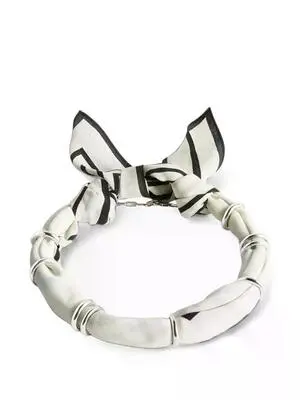 TOTEME Fine Silk Scarf Collar Ecru/black