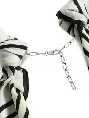 TOTEME Fine Silk Scarf Collar Ecru/black