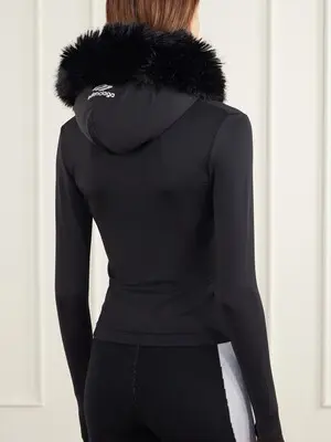 Balenciaga Plush-trimmed Stretch-jersey Hoodie