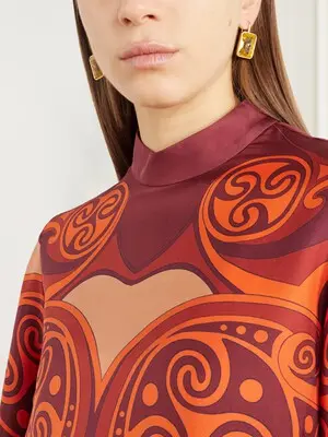 La DoubleJ Make An Exit Printed Turtleneck Silk-twill Blouse