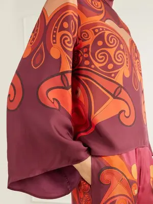 La DoubleJ Make An Exit Printed Turtleneck Silk-twill Blouse