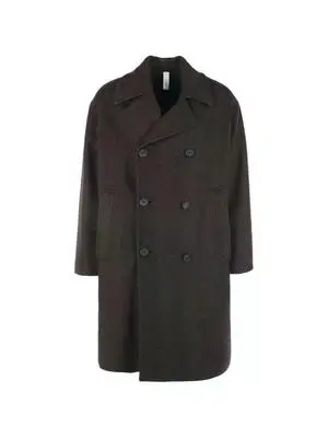 HEVO Tricase Herringbone Double-breasted Coat - Brown