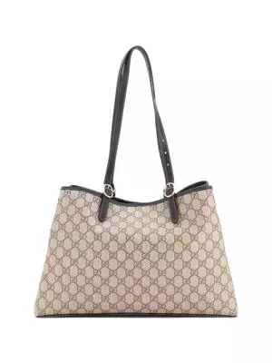 Gucci Emblem Gg Coated Canvas Large Tote Bag - Brown