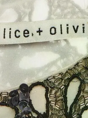 Alice + Olivia Floral-beaded Mesh Mini Dress