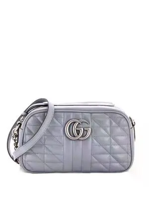 Gucci Gg Marmont Shoulder Bag Mixed Matelasse Leather Small Crossbody Bag - Grey