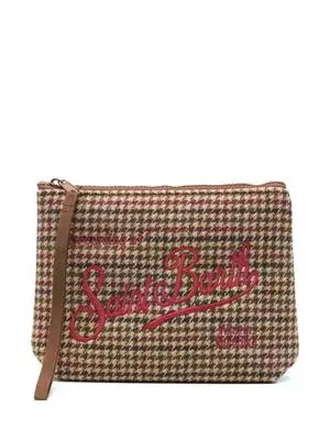 MC2 SAINT BARTH Aline Houndstooth Embroidered Clutch Bag