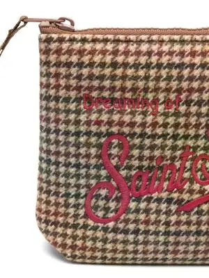 MC2 SAINT BARTH Aline Houndstooth Embroidered Clutch Bag