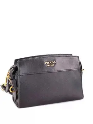 Prada Esplanade Saffiano With City Calf Small Crossbody Bag - Black