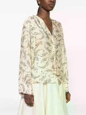 FORTE_FORTE V-neck Leopard-print Shirt