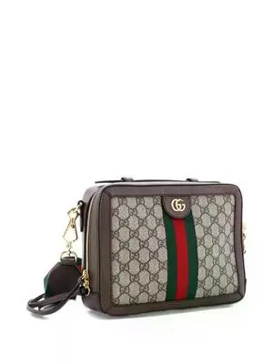 Gucci Ophidia Zip Around Camera Bag Gg Coated Canvas Small Shoulder Bag