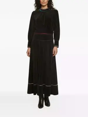 Sonia Rykiel Paris Mock-neck Velvet-finish Midi Dress - Black