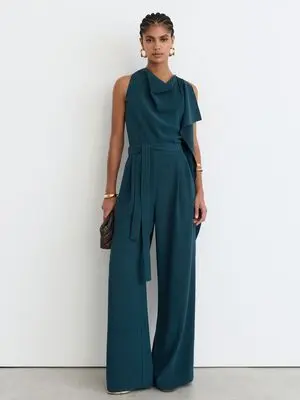REISS Draped-detail Belted Wide-leg Jumpsuit