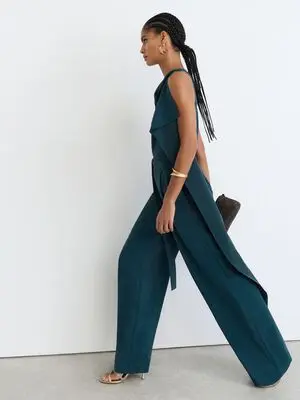 REISS Draped-detail Belted Wide-leg Jumpsuit