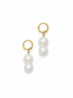 LA MAISON GISEL B. Rita Hoop Earrings With Beads - White