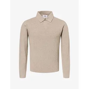 NOBL Wilder Textured Knitted Polo Jumper - Beige