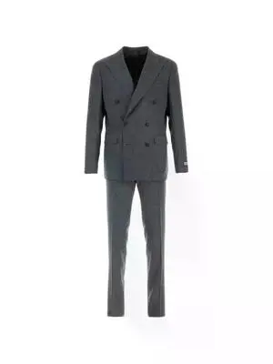 Canali Double-breasted Wool Suit - Grey