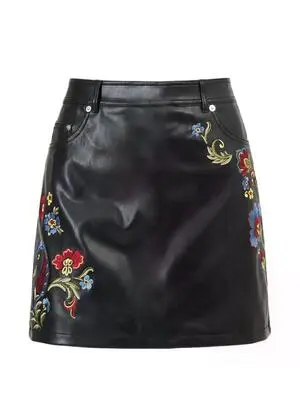 Cinq À Sept Keke Floral-embroidered Mini Skirt - Black