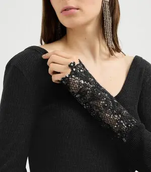 Brunello Cucinelli Wool Lace-cuff Sweater