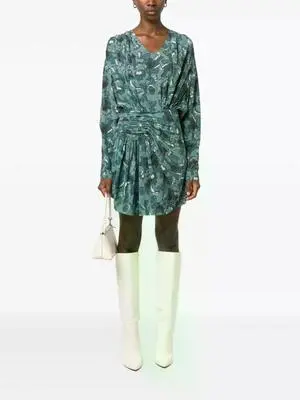 IRO PARIS Fontana Abstract-pattern Draped Mini Dress - Blue