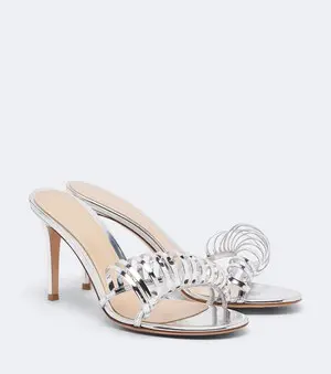 GIANVITO ROSSI Metallic Leather Mules - Silver