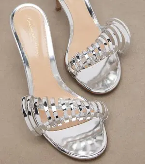 GIANVITO ROSSI Metallic Leather Mules