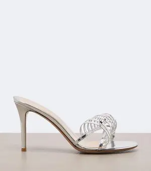 GIANVITO ROSSI Metallic Leather Mules