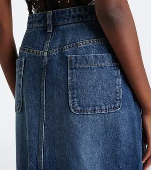 Dolce & Gabbana Embellished Faded Denim Maxi Skirt
