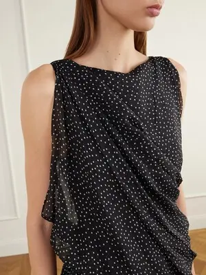 SIR. Arisa Polka-dots Draped Silk-chiffon Mini Dress