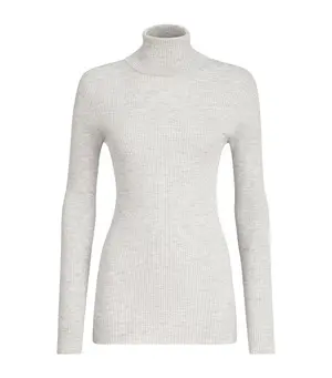 Brunello Cucinelli Cashmere-blend Ribbed Sparkle Sweater - Grey
